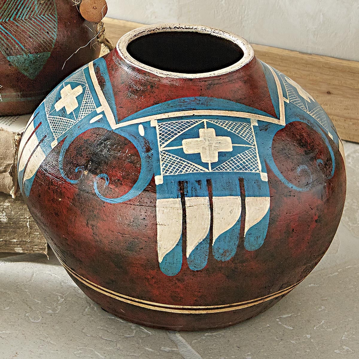 Sky Feathers Clay Pottery Vase - OVERSTOCK | Lone Star Western Decor