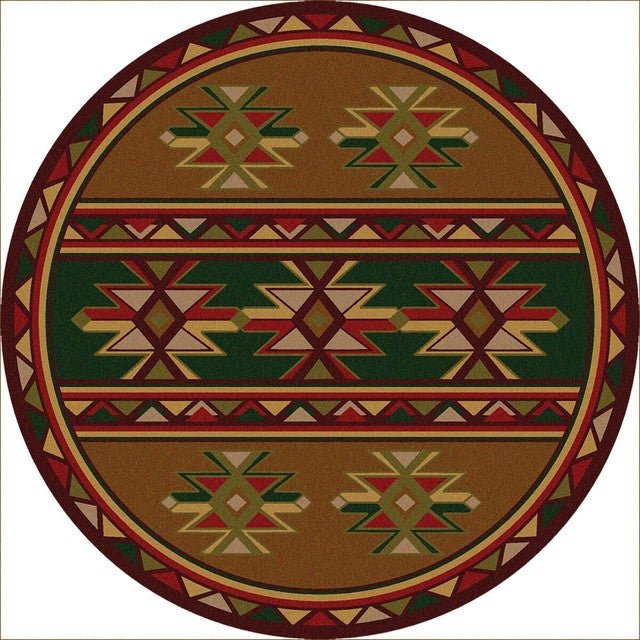 Southwest Rugs: 8 Ft. Round Dakota Star Rug | Lone Star Western Decor