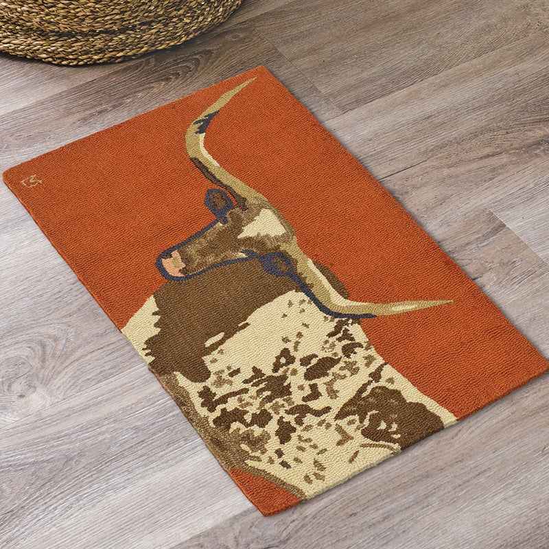 orange patterned wool rug
