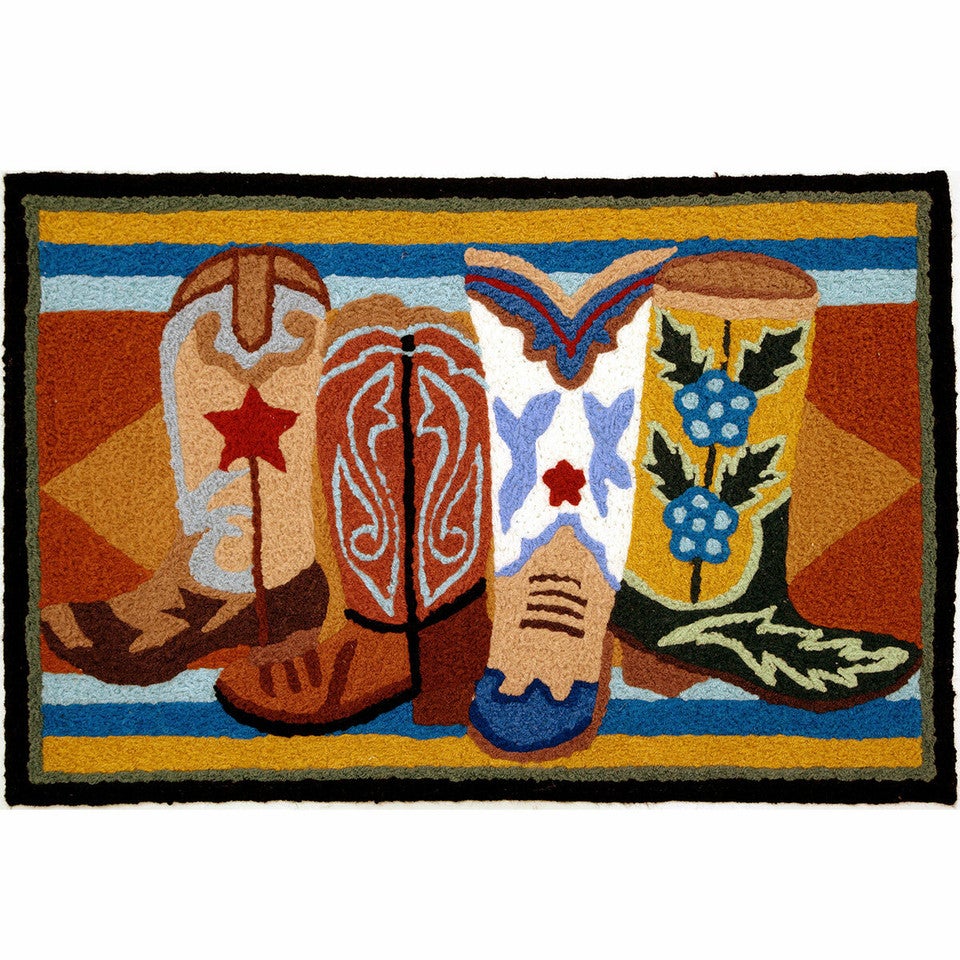 Boot Lineup Indoor/Outdoor Rug | Lone Star Western Decor