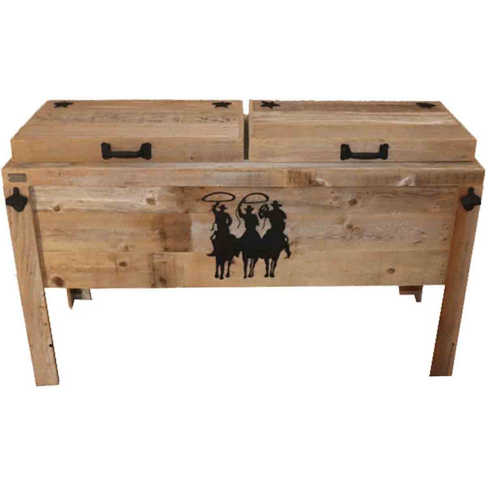 Rustic Tables: Cowboys Double Cooler Chest | Lone Star Western Decor