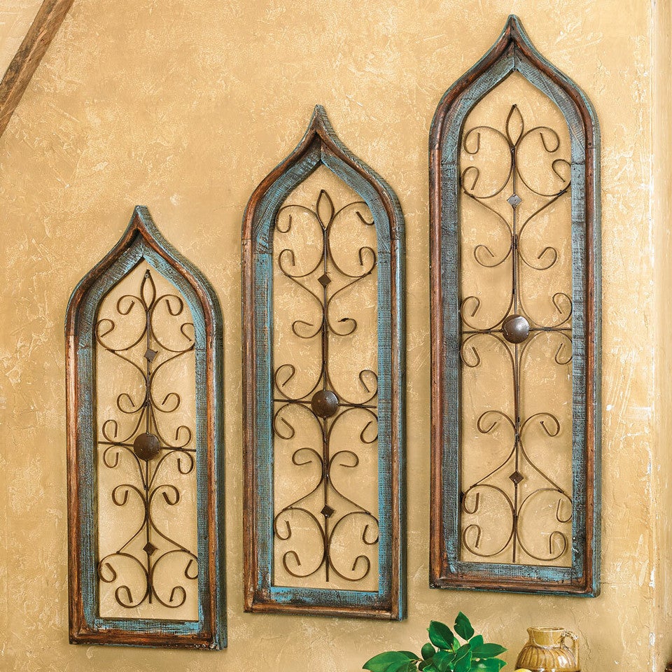 Distressed Turquoise Window Wall Hangings - Set of 3 | Lone Star ...