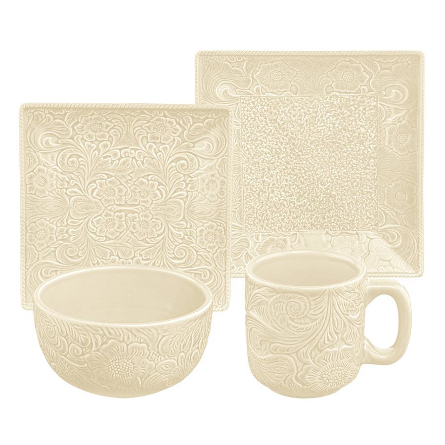 Rustic Dinnerware: 16-Piece Savannah Cream Dinnerware Set | Lone Star ...