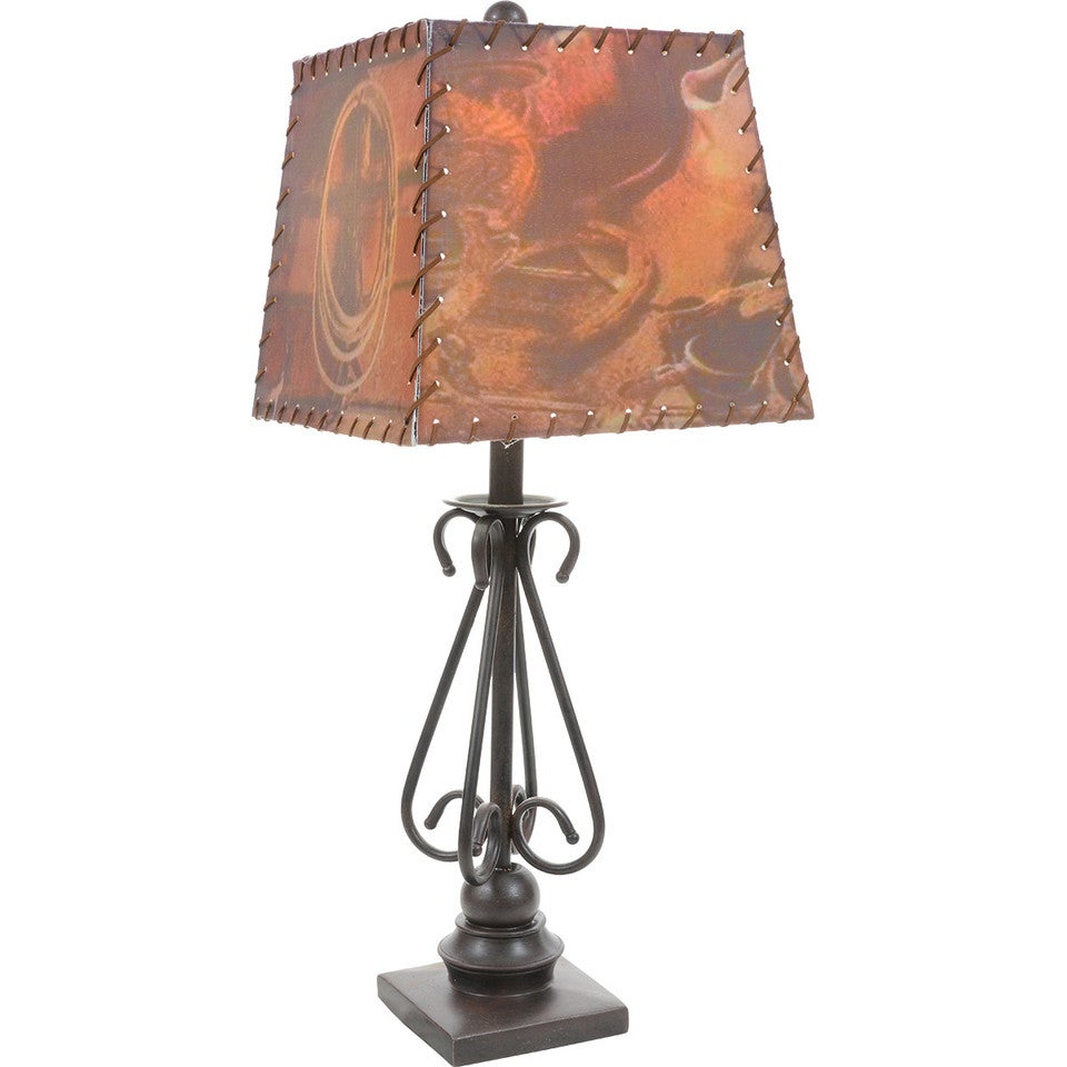 Rustic Lamps: Scroll Metal Table Lamp with Western Shade | Lone Star ...
