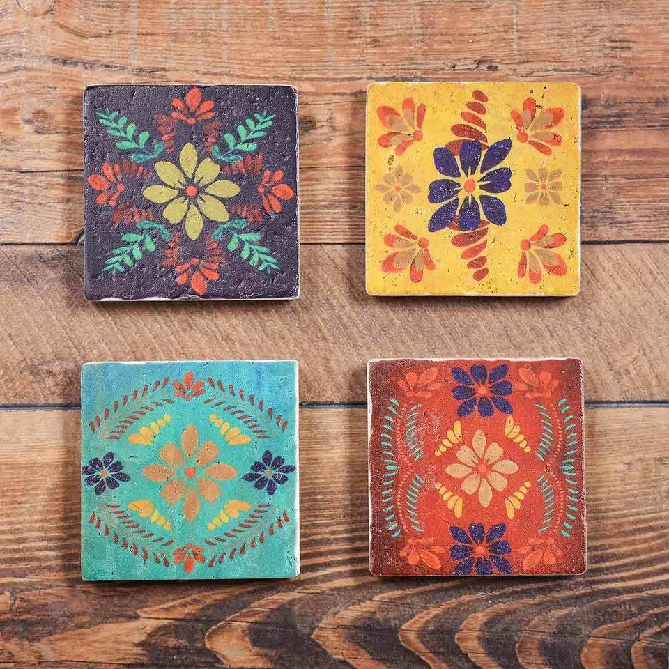 Southwest Bloom Coasters - Set of 4 | Lone Star Western Decor