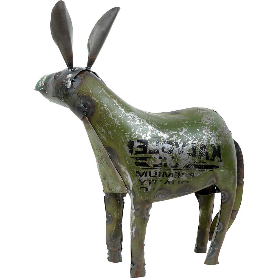 Reclaimed Metal Donkey Sculpture | Lone Star Western Decor