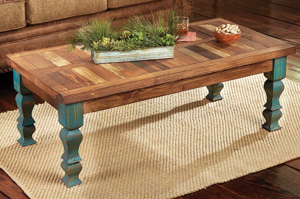 Old Wood Turquoise Coffee Table Southwestern Furniture from Lone Star Western Decor